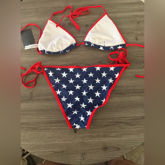 Suvimuga® | Swim | Stylish Navy Bikini With White Stars And Red Trim ...